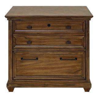 Traditional Wood Lateral File Storage File Drawer Fully Assembled Brown ...