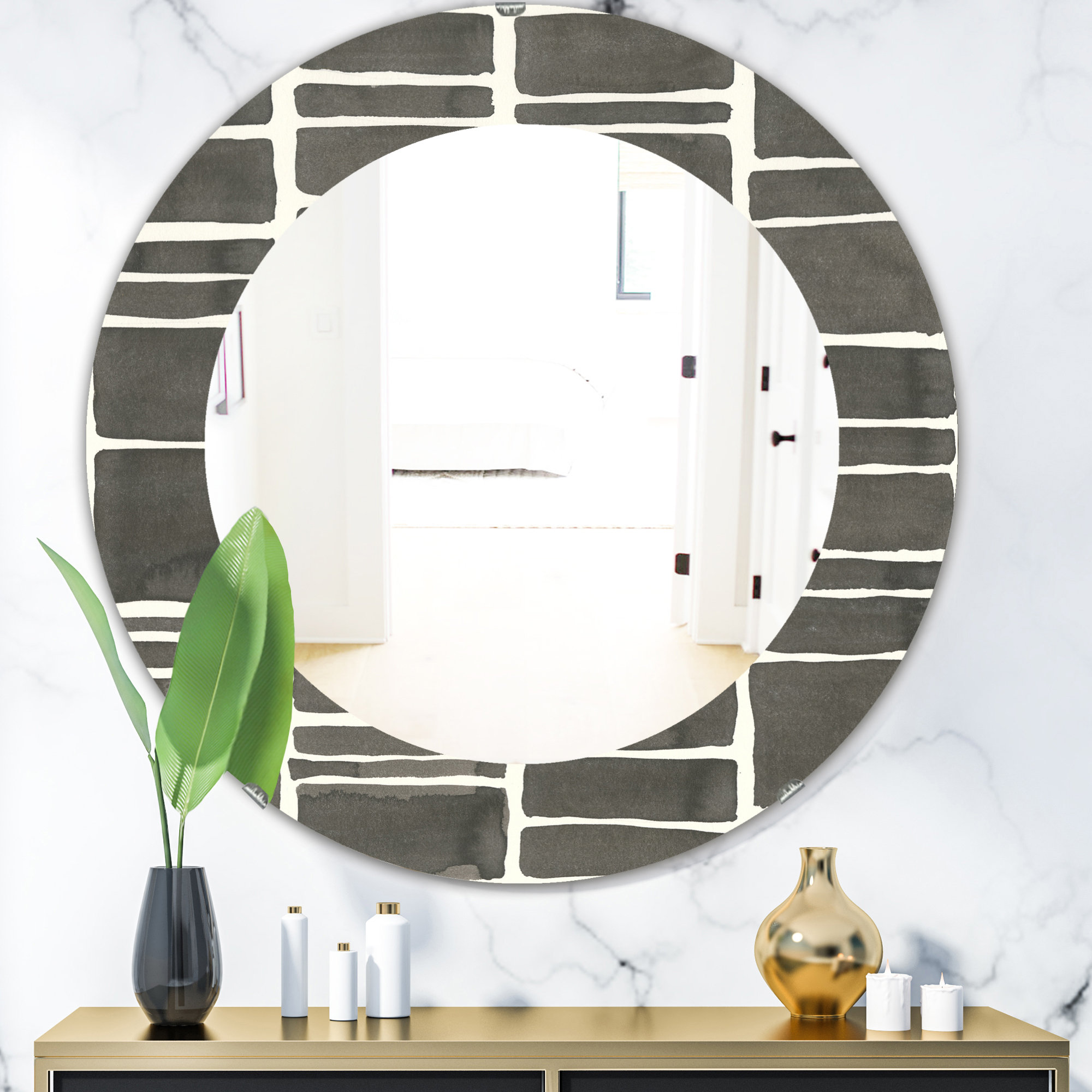 Designart Minimalist Graphics Iv Midcentury Frameless Oval Or Round ...