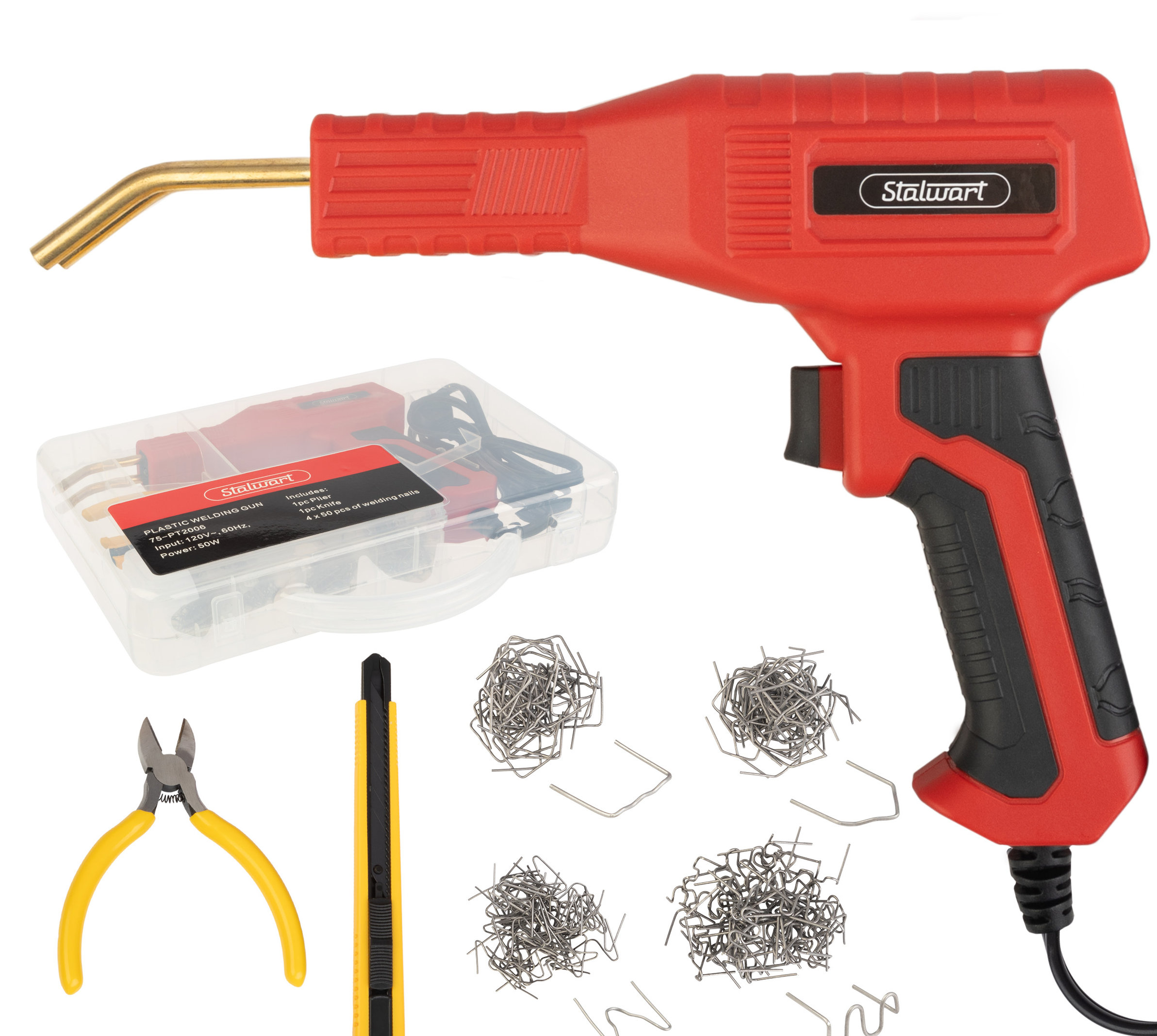 120V/50W Plastic Weld Kit With 200PCS Staples, Wire Cutter, and Utility ...