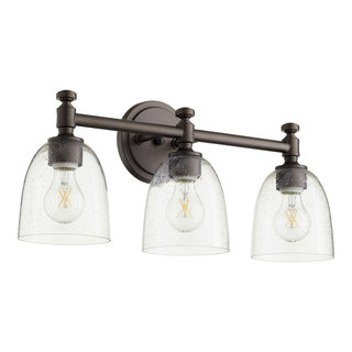 Quorum Rossington 3-Light 9" Bathroom Vanity Light in Oiled Bronze with ...