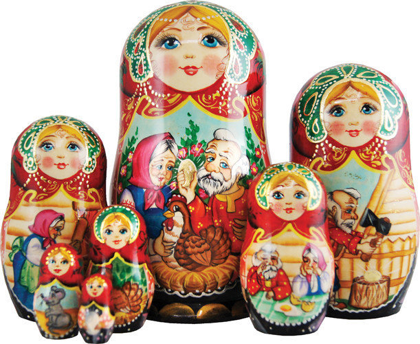 Russian 5 Piece Golden Egg Nested Doll Set - Traditional - Decorative ...