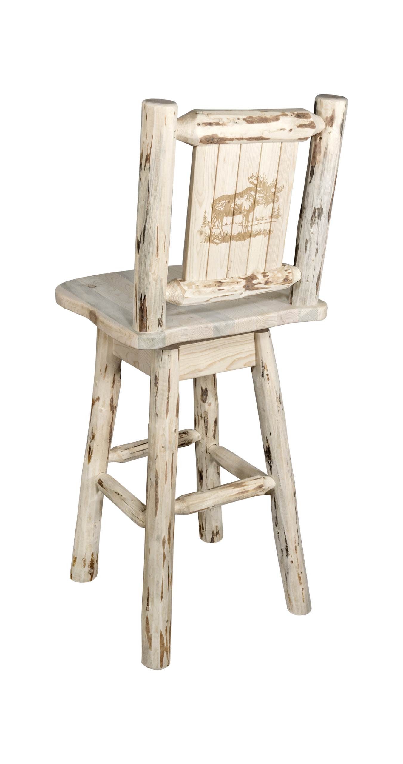 Montana Barstool & Swivel With Laser Engraved Moose, Clear Lacquer ...