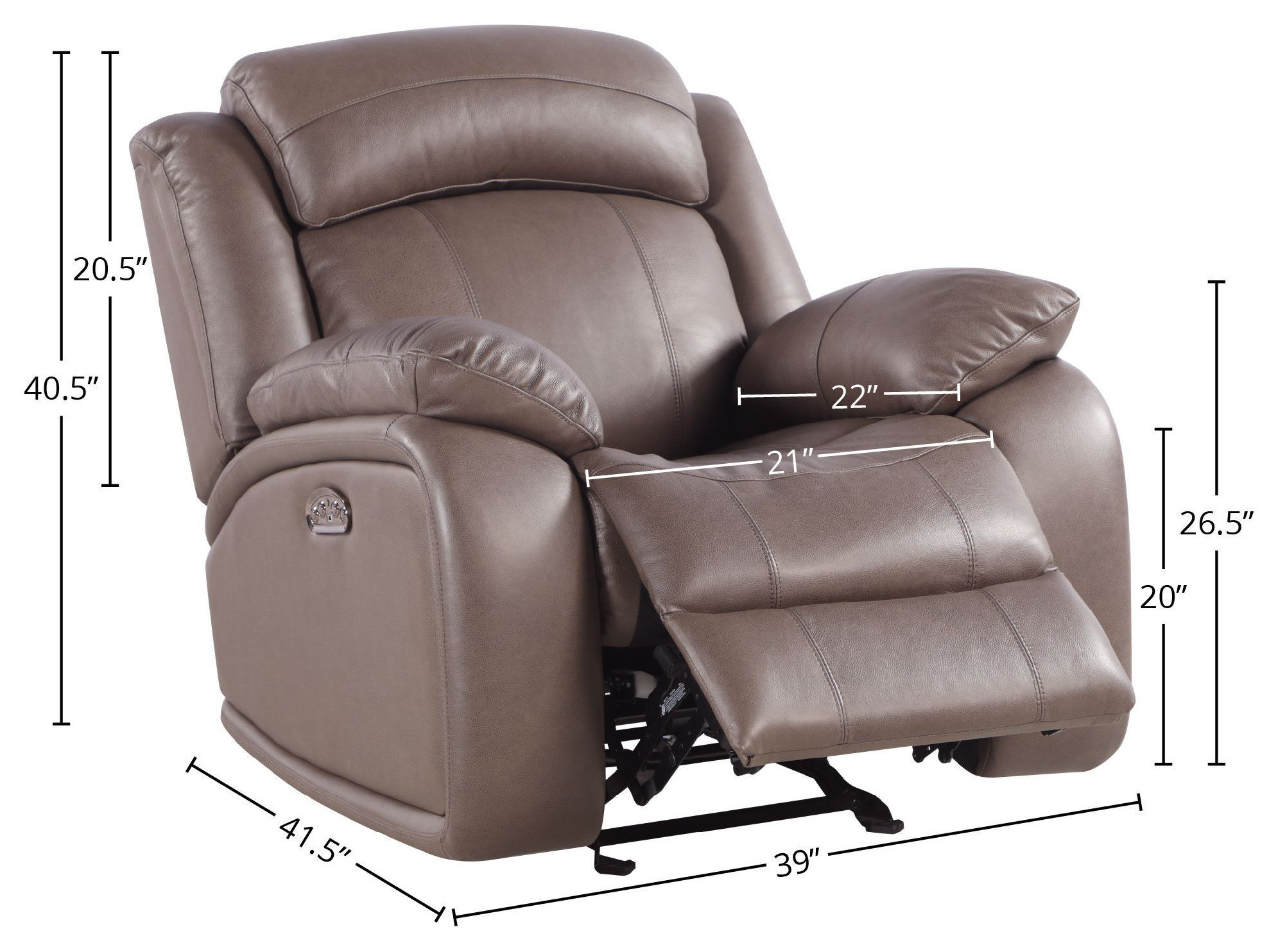 Rolland Top Grain Leather Power Recliner Glider With Adjustable ...