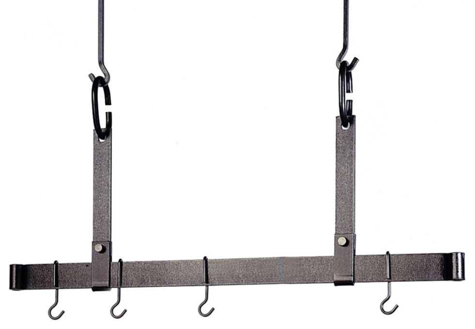Handcrafted 54" Adjustable Ceiling Bar w 12 Hooks Hammered Steel ...