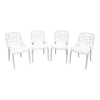 Plastic Accent Chairs with Splayed Back Support Having Cut Out Pattern ...