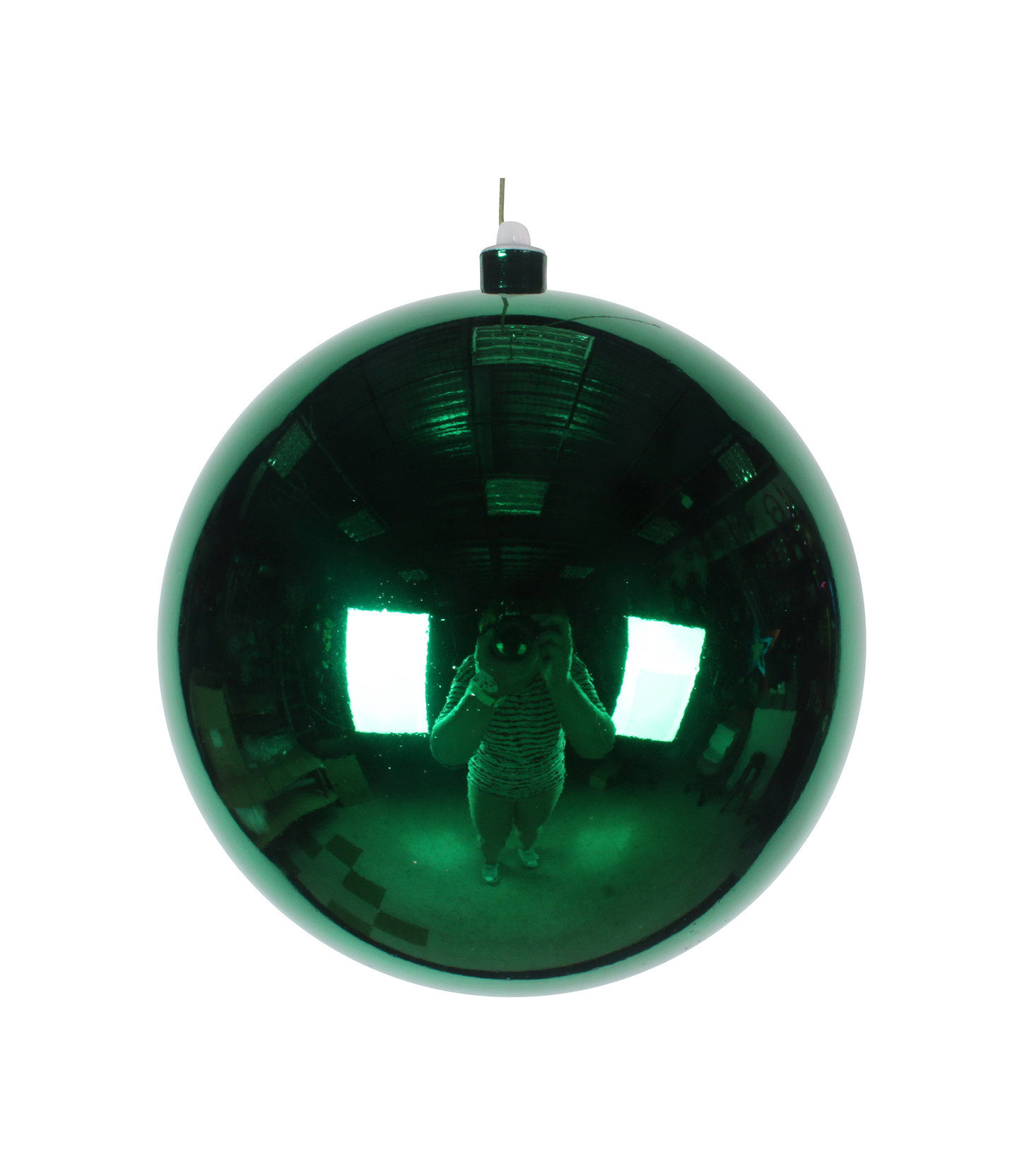 200Mm 8" Shiny Green Ball Ornament Uv Coated With Wire - Contemporary ...