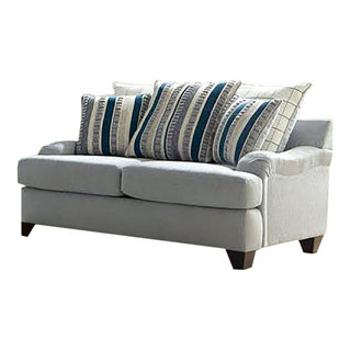 Upholstered Loveseat With Pillows, Gray - Transitional - Loveseats - by ...