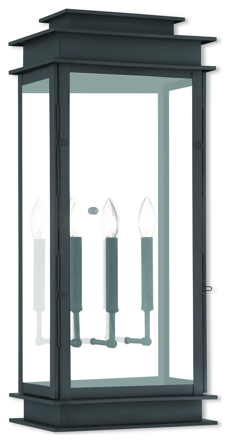 Princeton Wall Lantern in Black, 12.5"x28.5 - Transitional - Outdoor ...