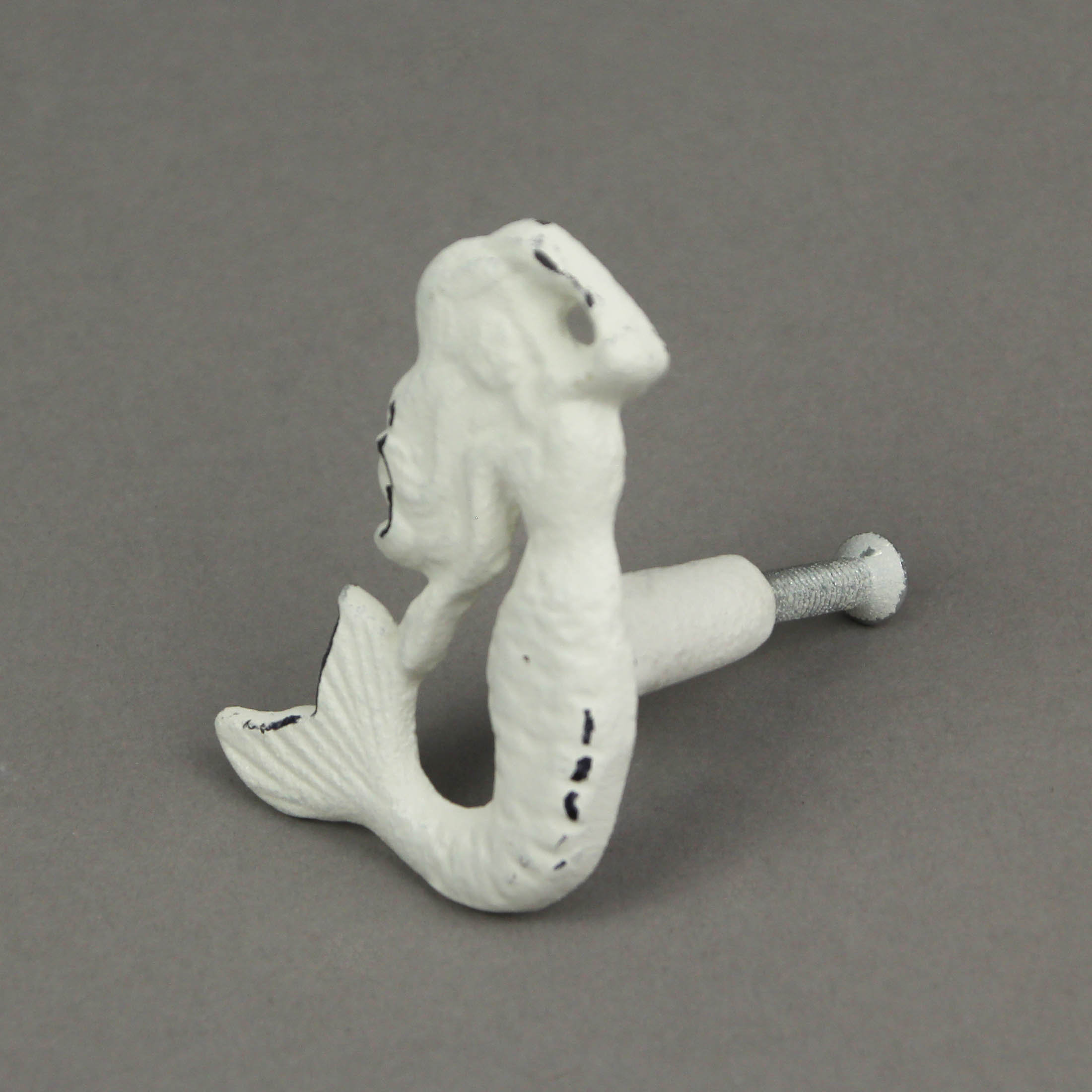 Set of 6 White Painted Cast Iron Mermaid Drawer Pull Rustic Furniture ...