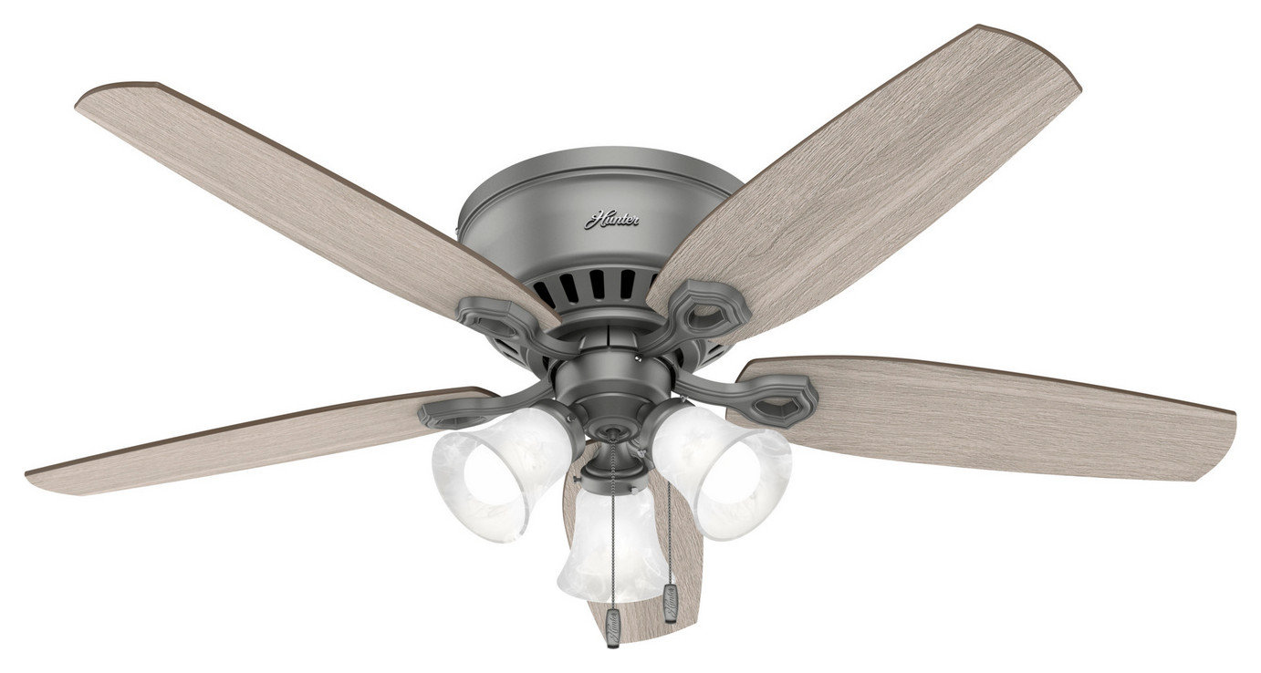 Matte Silver 52"Ceiling Fan from the Builder Collection, 52.000 ...