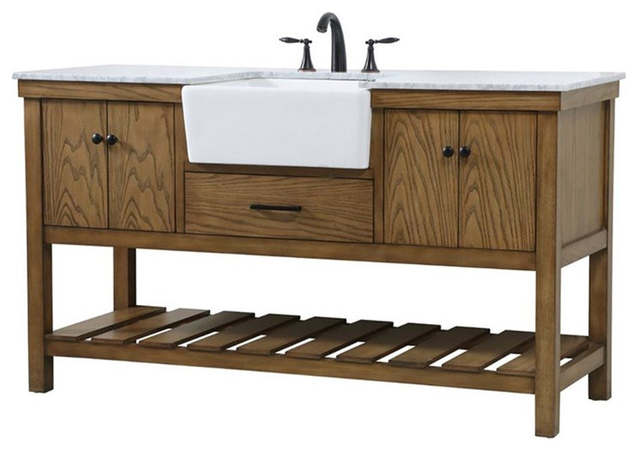 Elegant Decor Clement 60" Aluminum MDF Single Bathroom Vanity in ...