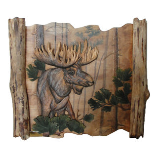 Moose Hand Crafted Intarsia Wood Art Wall Hanging 29 X 33 X 3 Inches ...