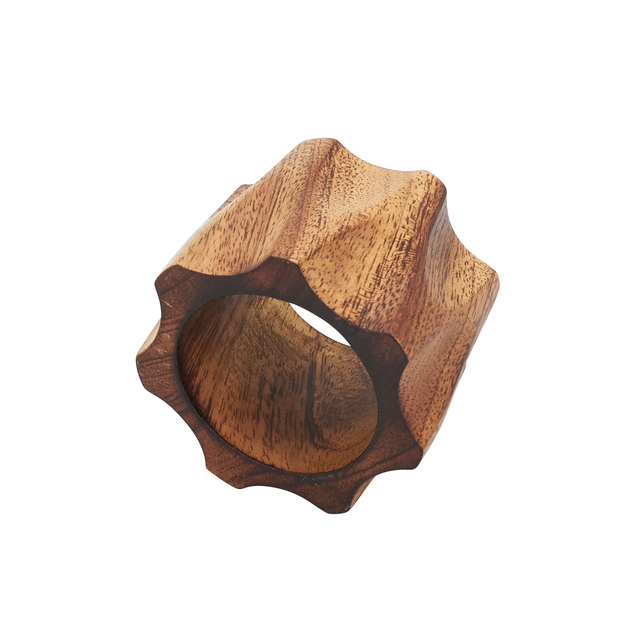 Napkin Rings With Twisted Wood Design (Set of 4), Brown - Modern ...