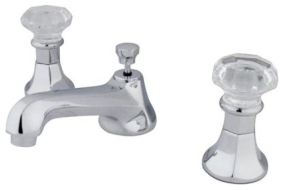 Polished Chrome Widespread Lavatory Faucet with Crystal Handle Chrome ...
