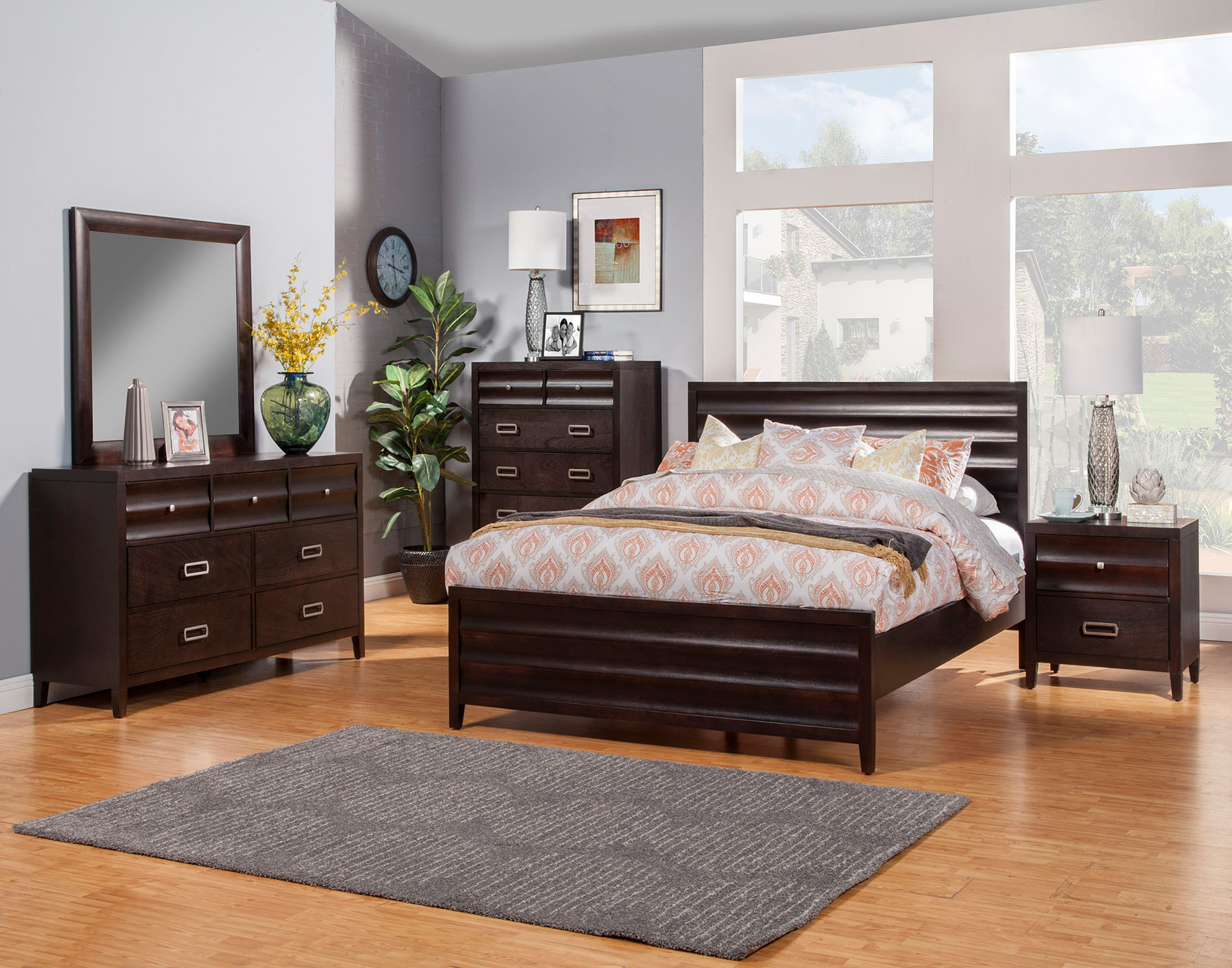 Alpine Furniture Legacy Standard King Panel Bed, Black Cherry ...