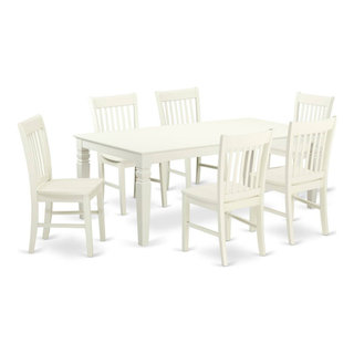 Transitional Dining Set, Expandable Table & 6 Slatted Back Chairs ...