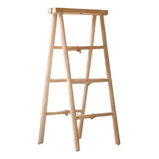 Solid Teak Ladder Towel Rack, Tikamoon Kilim - Transitional - Towel ...