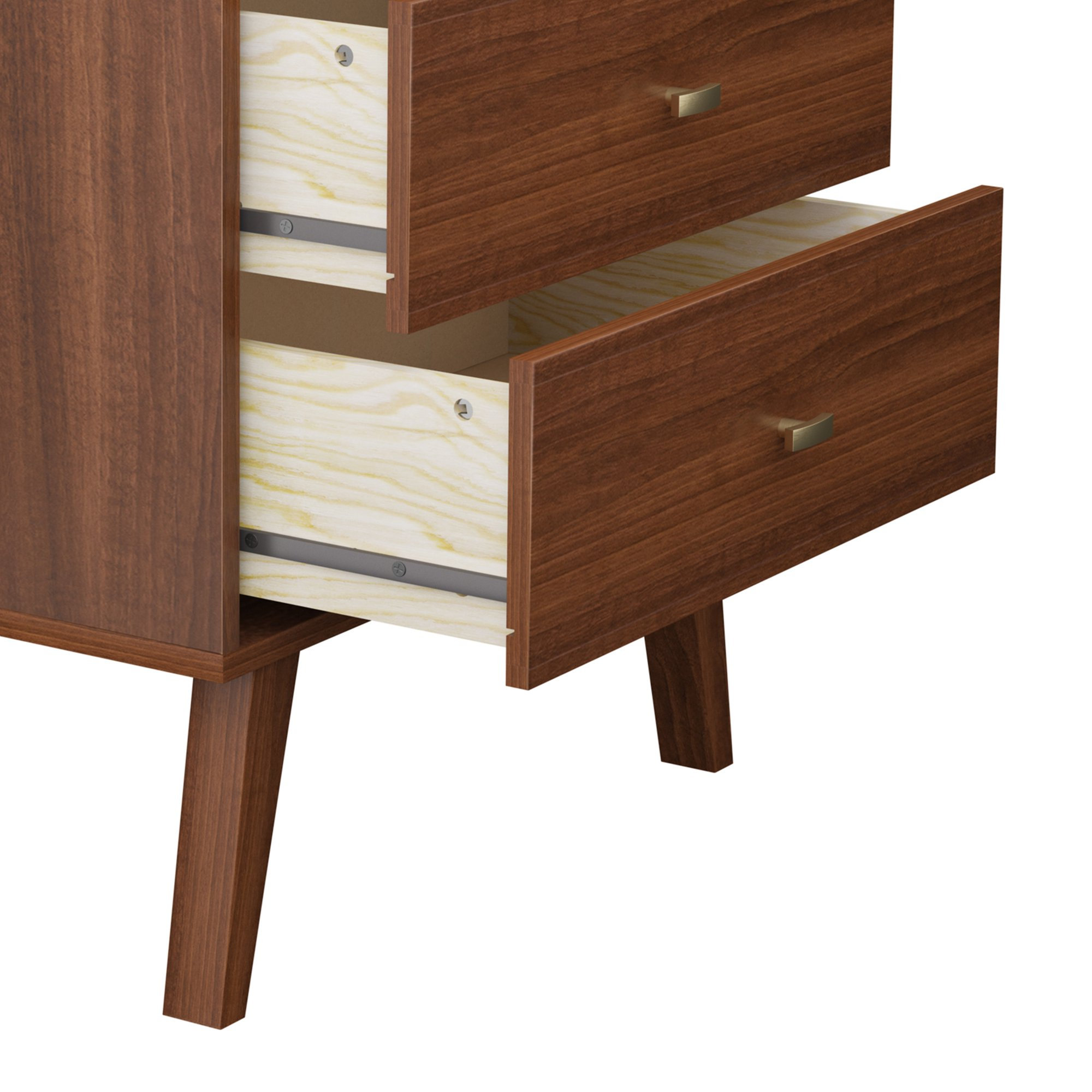 Midcentury Modern Tall Dresser, Splayed Legs & Drawers With Brushed ...
