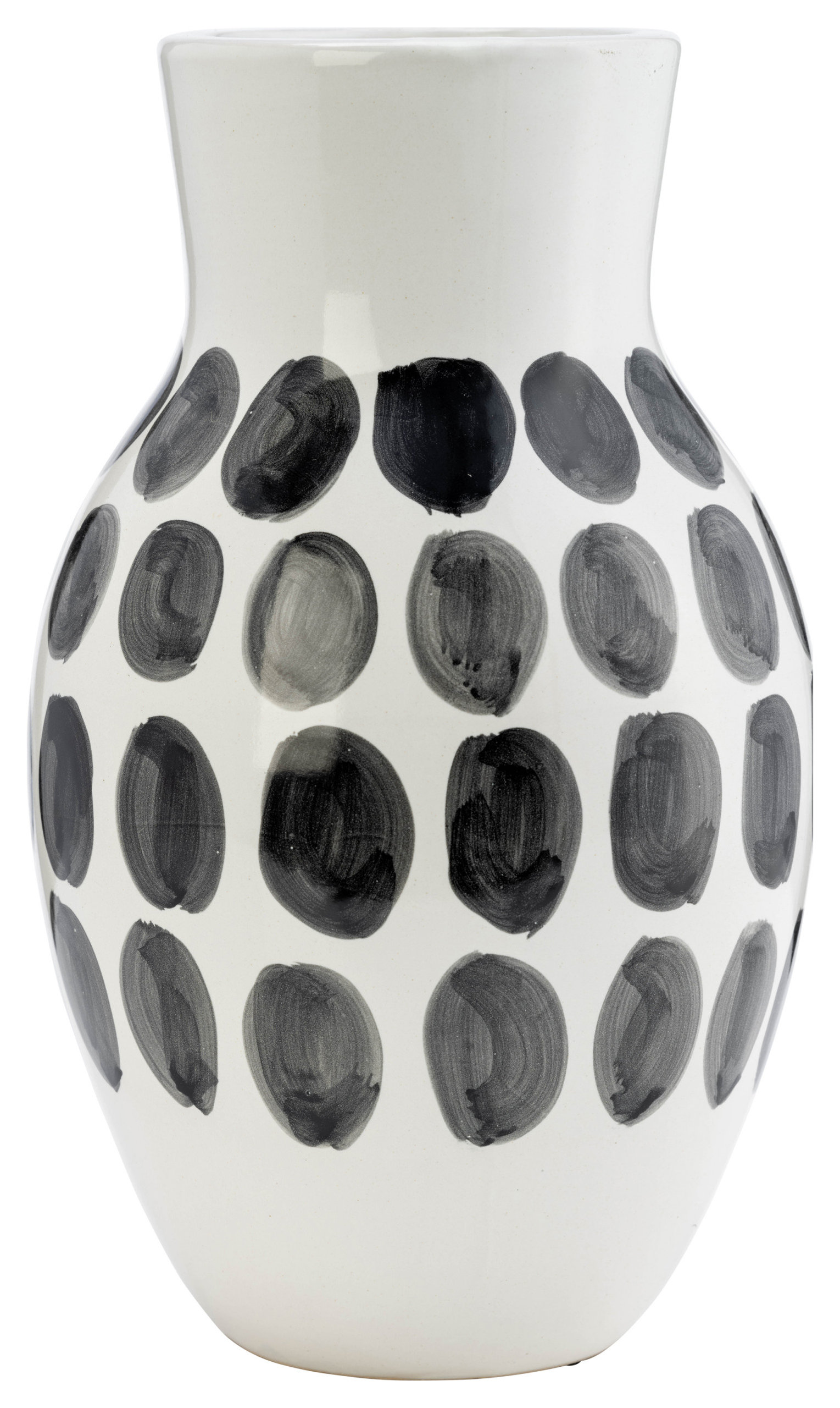 Ceramic 10"H Black Polk-A-Dot Flower Vase, White, 6x6x10 inches ...