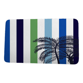 Cuban Flare Thin Stripe Palm Stripe Print Bath Mat, 21"x34" - Tropical ...