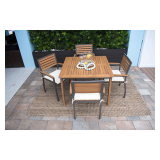 Panama Jack Boca Grande 5-Piece Square Dining Set - Tropical - Outdoor ...