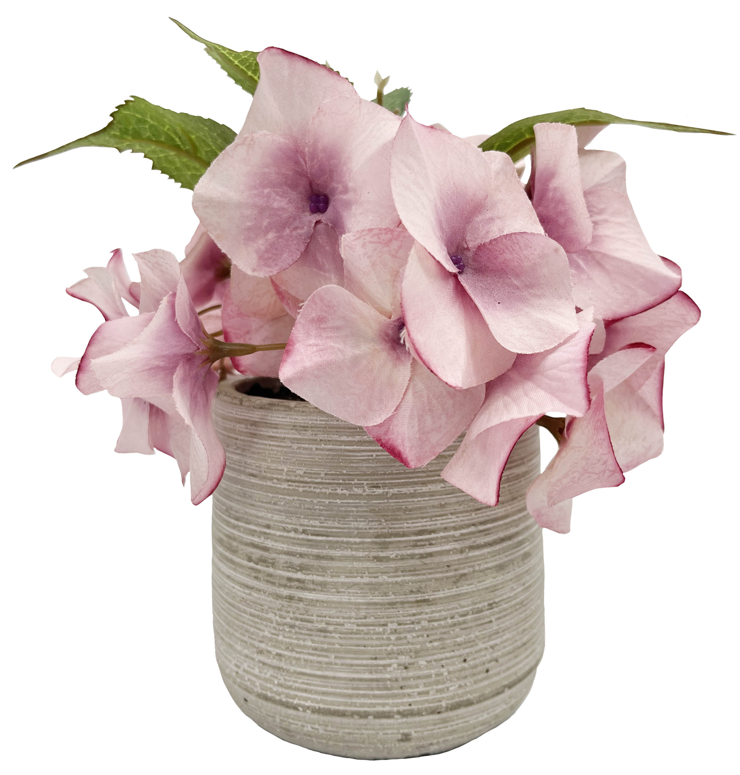 Admired By Nature Faux Hydrangea Tabletop Floral Arrangement, 7" - Modern - Artificial Flower ...
