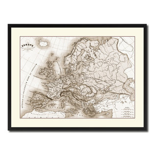 Ancient Europe Vintage Sepia Map Canvas Print, 28"x37" - Contemporary ...