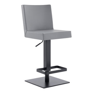 Legacy Adjustable Height Swivel Grey Faux Leather and Black Metal Bar ...
