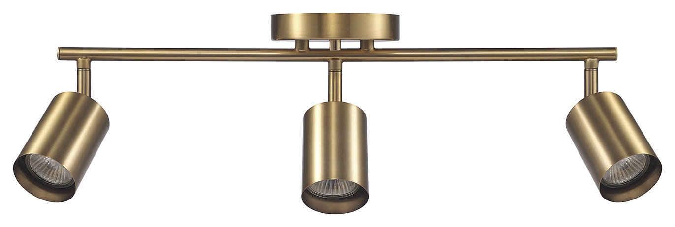 21" 3-Light Matte Brass Track Lighting with Pivoting Track Heads ...