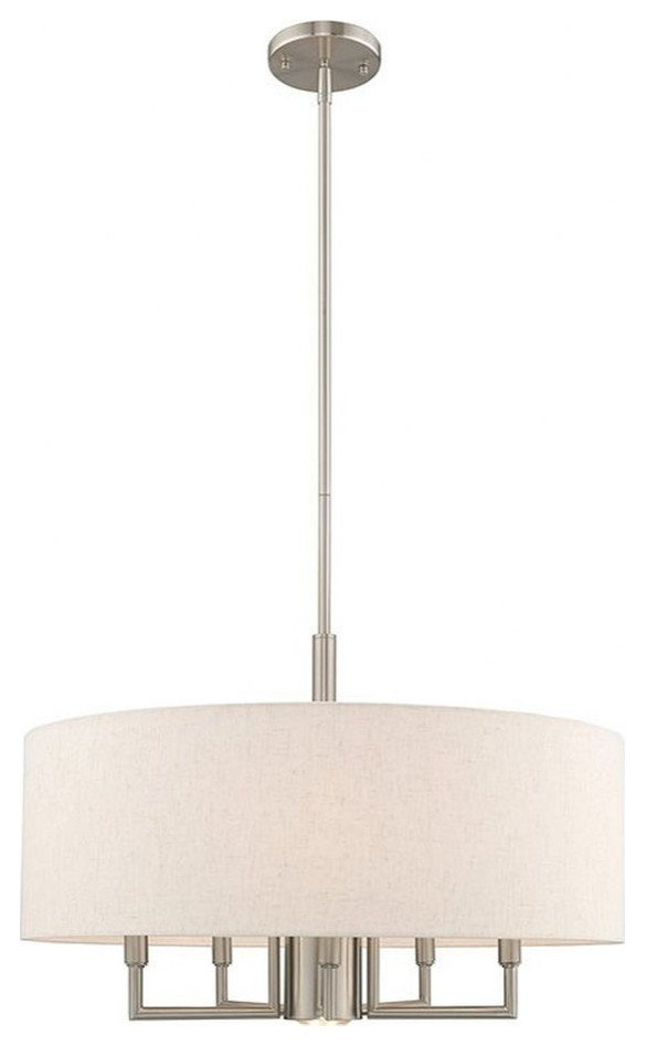 Modern Traditional Five Light Chandelier-Brushed Nickel Finish ...