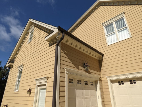 What color shutters and door for this yellow/gold house? | Houzz Forum