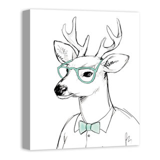 "Cool Stag Wears Mint" Canvas Wall Art, 20"x24", 20x24 - Southwestern ...