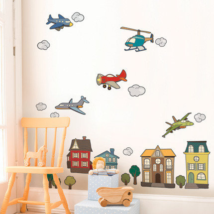Airplanes and Helicopters Vinyl Wall Stickers - Wall Decals - by Simple ...