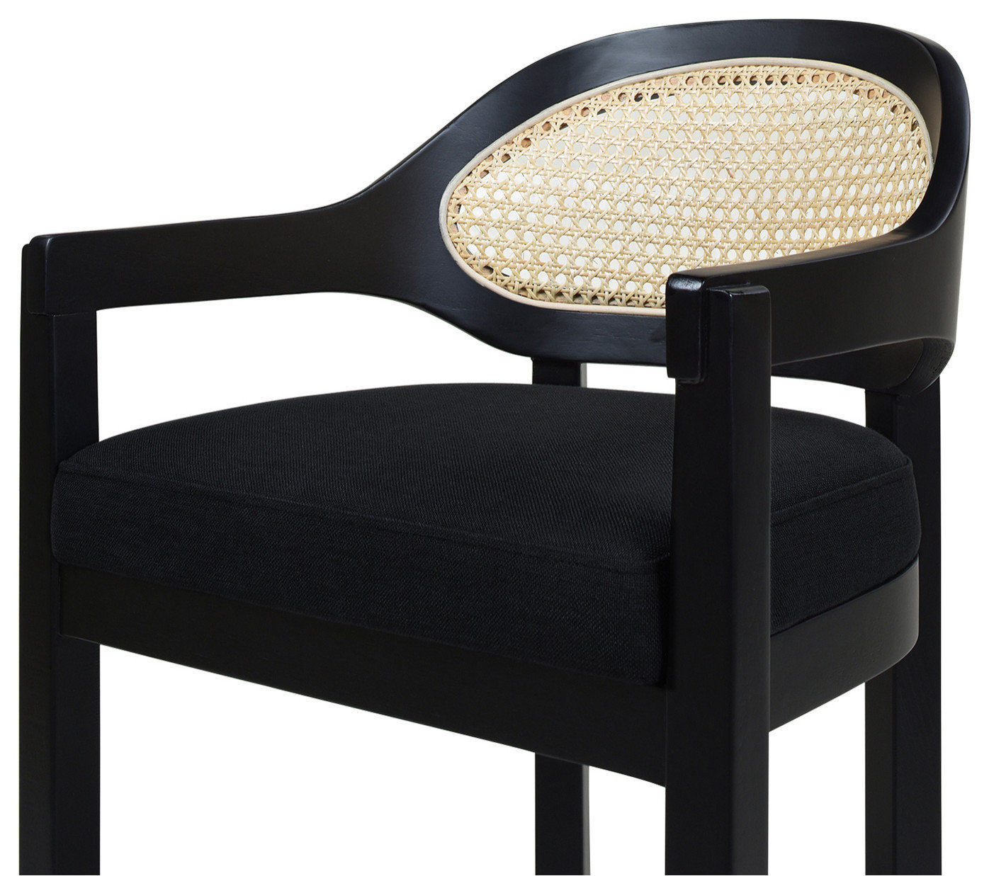 Americana Mid-Century Modern Rattan Cane Back Stool, 30.5" Bar Height ...