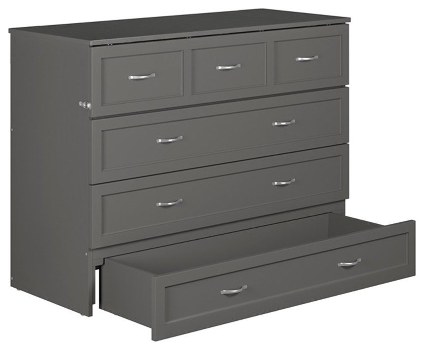 AFI Deerfield Full Solid Wood Modern Murphy Bed Chest with Mattress in ...