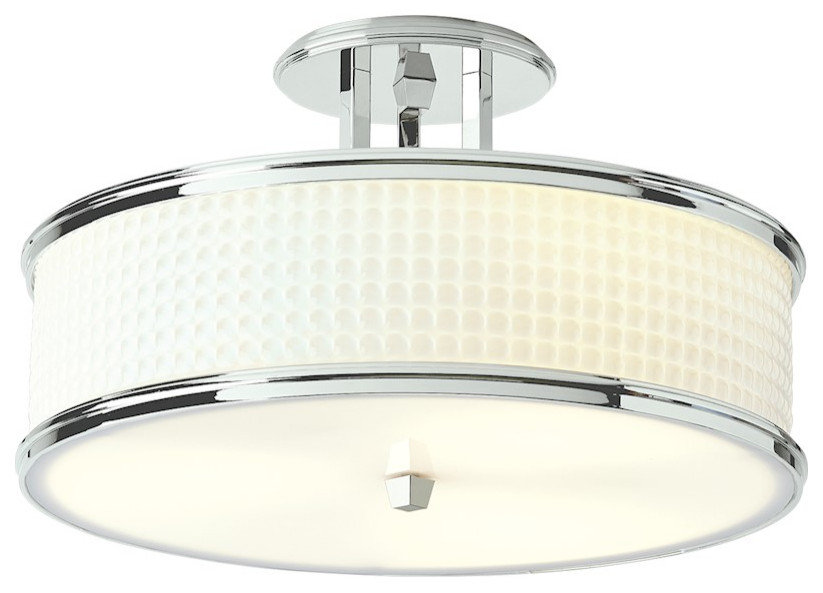 Norwell Lighting Prism 3 Light Semi-Flush, Polish Nickel/Glass 5666-PN ...