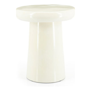 Creme Pedestal Side Table | By-Boo Glaze - Contemporary - Side Tables ...