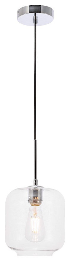 Living District Collier 1 Light Pendant, Chrome/Clear Glass ...