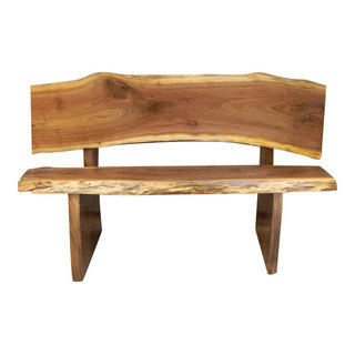 Rustic Live Edge Bench, 50"x13" - Rustic - Outdoor Benches - by The ...