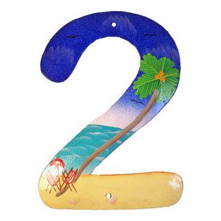 Tropical Beach House Numbers Haitian Metal Art Number Two 2 - Tropical ...