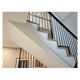 115_Stunning Continuous Rail System on 3 Story Floating Stairs ...