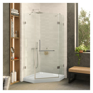 Glass Shower Enclosure Set with Acrylic Shower Base, 40" X 40" - Modern ...