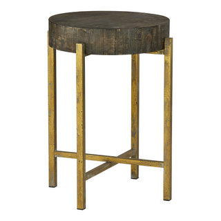 Collin Wood Accent End Table, Brown, W20*D20*H27 - Farmhouse - Side ...