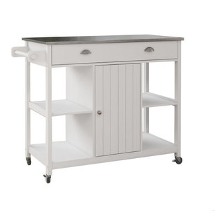 Stainless Steel Table Top White Kicthen Cart - Transitional - Kitchen ...