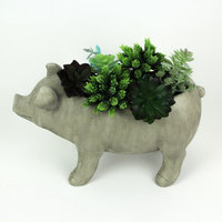 17 Inch Long Rustic Finish Smiling Pig Planter, One Size - Farmhouse ...
