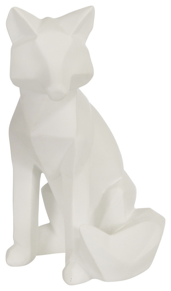 Polyresin 10" Fox Figurine, White - Contemporary - Decorative Objects ...