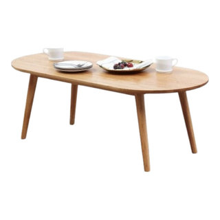 Oak Solid Wood Coffee Table, 39.4x19.7x16.5 in - Midcentury - Coffee ...