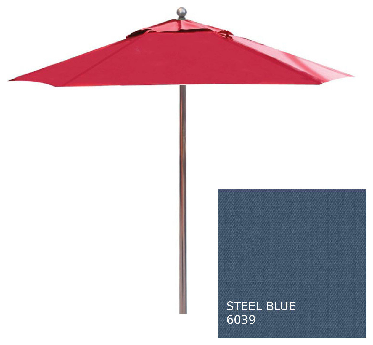 South Beach 6 Rib .750 11' Hexagon Market Umbrella, Steel Blue ...