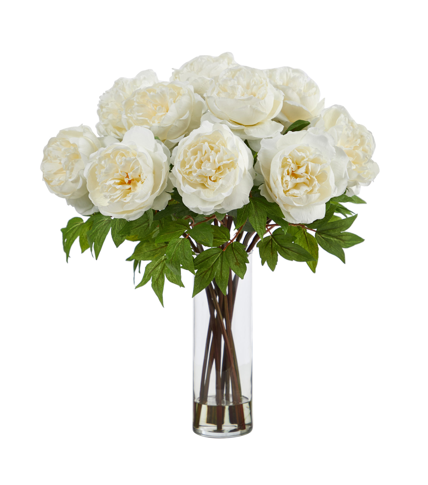 22in. Artificial Peony Arrangement with Cylinder Glass Vase - Modern ...