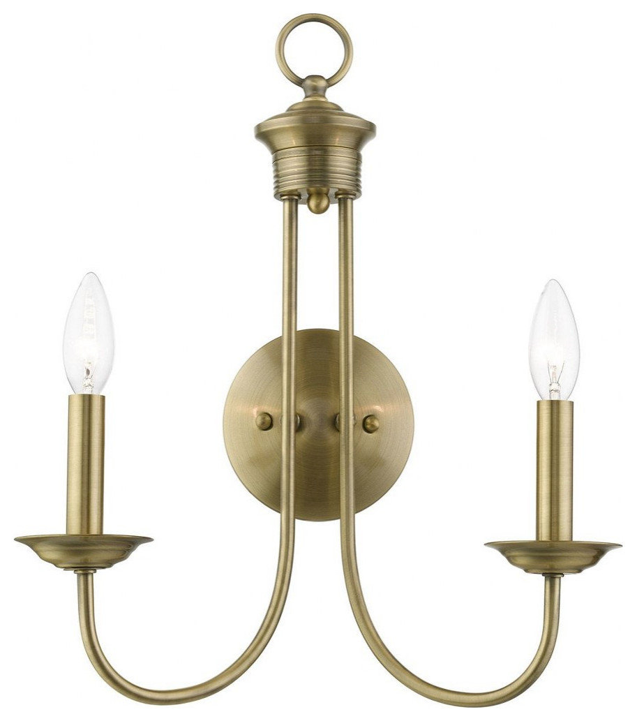 2 Light Double Wall Sconce In Updated Colonial Style-17.25 Inches Tall ...